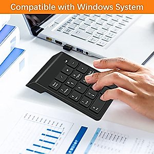 SMOOTHCLUE Wireless Number Pad, Numeric Keypad 10 Key USB Keyboard, Financial Accounting Numpad for Laptop,Notebook,PC,Desktop,Surface Pro