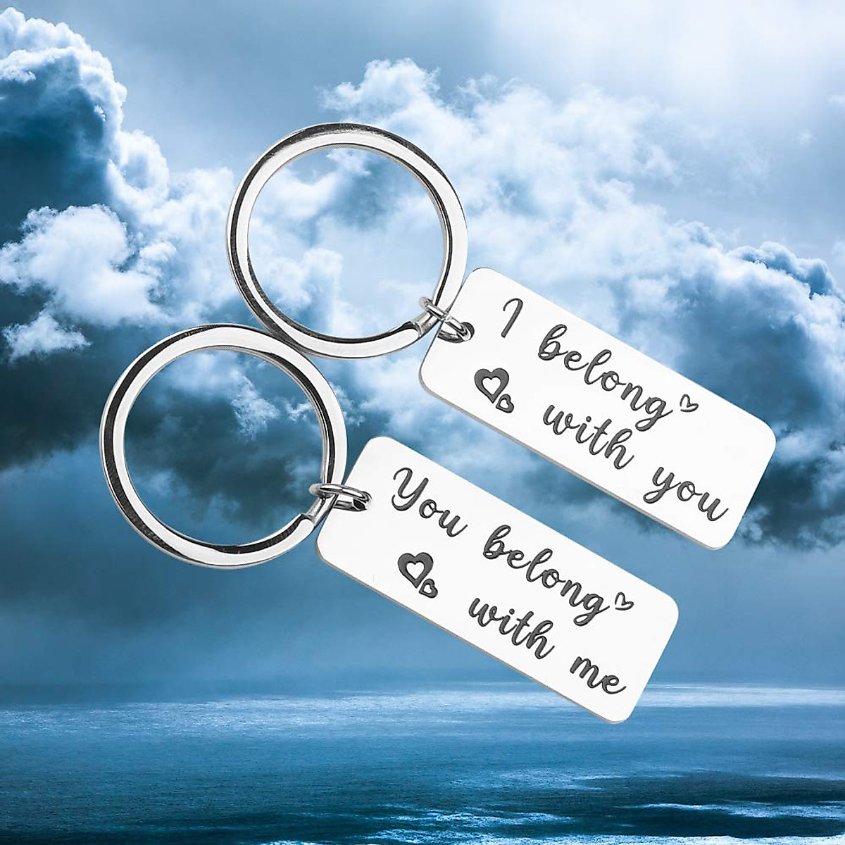 Anlive I Belong with You You Belong with Me Lover Keychain Couples Gift for Girlfriend Boyfriend (Lover Keychain Couples)