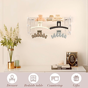SNOWSTAR Acrylic Claw Clip Organizer Holder,Wall Mount 360-Degree Rotating Claw Clip Holder and Storage,Hair Clip Organizer Display Clear Stand for Women and Girls