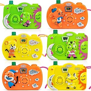 18Pcs Kids Toy Camera Set, 3 Color 6 Animal Patterns Viewfinder Camera Bulk for Goodie Bags Fillers Stuffers Return Gifts for Kids Toddlers Birthday Party Favors Age 1-3 3-5 Years Pretend Play Props