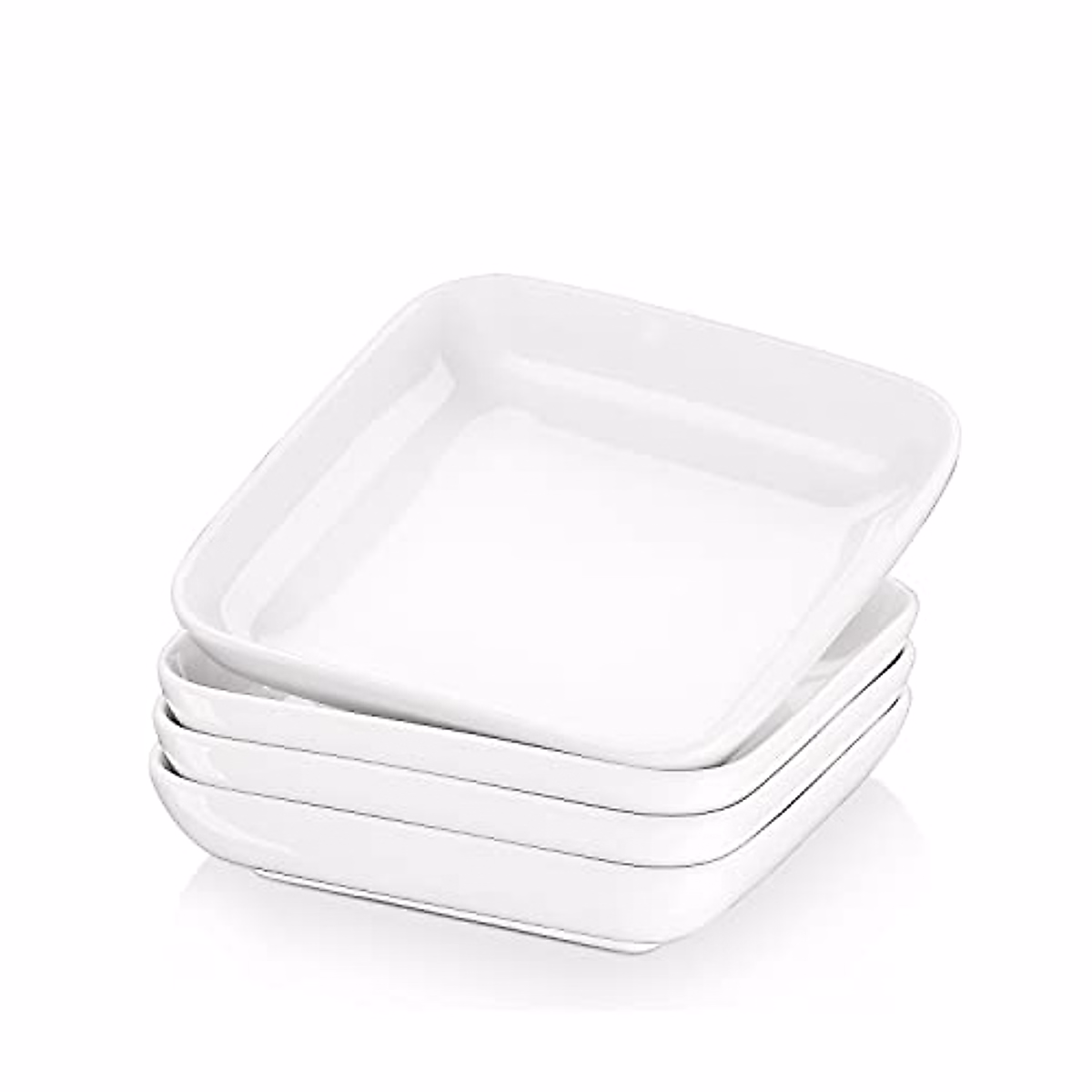 MALACASA Pasta Bowls 32 oz, Ceramic Pasta Bowl Large Salad Bowls Set of 4, Durable Porcelain 8 Inch Square Serving Dishes, Microwave, Oven, Dishwasher Safe, Series IVY