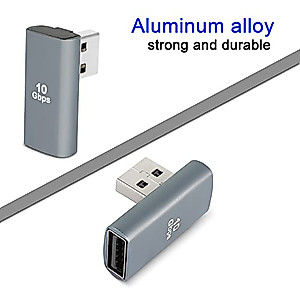 QIANRENON USB 3.1 90° Adapter USB A Male to Female Right Angle Coupler 10Gbps USB 3.1 Data Transfer Charging Converter Connector,for Power Bank Tablet Computer,2Pcs (Female Backwards)