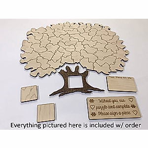 50pc Blank Wedding Tree Puzzle Guest Book Alternative. Add Your Own Personalization. A Great Guest Book Idea For a Wedding Reception, Birthday, Baby Shower, Anniversary or Any Event/Party.