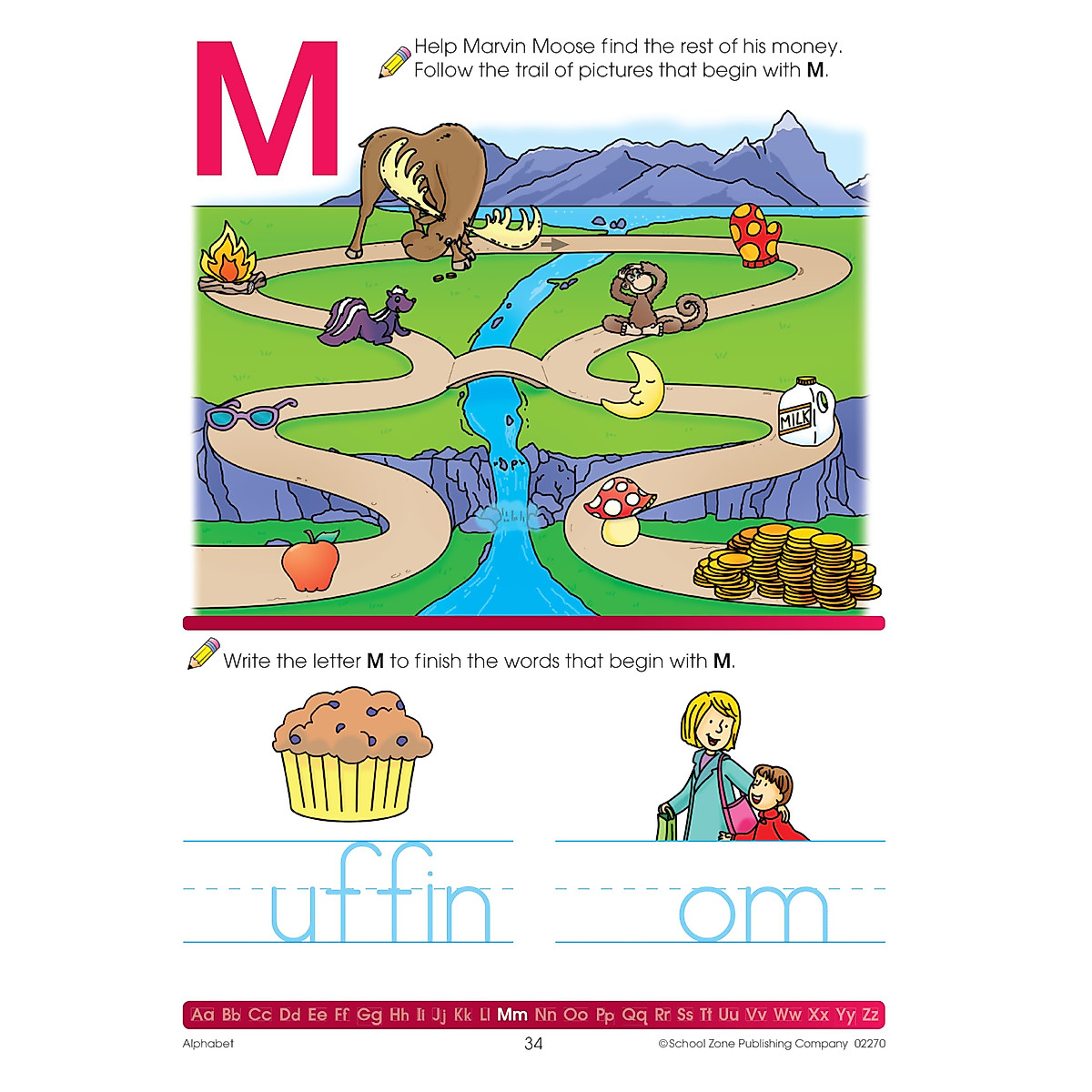 School Zone - Alphabet Workbook - 64 Pages, Ages 3 to 5, Preschool, ABC's, Letters, Tracing, Alphabetical Order, and More (School Zone Get Ready!™ Book Series)