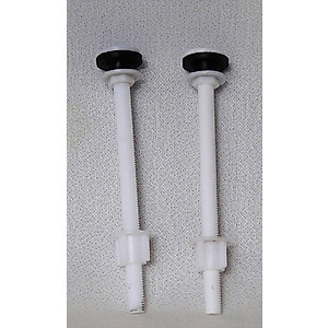 Toilet Seat Bolts, Made for Raised Toilet Seats, Two Hinge Bolts, Nylon Plastic, 6 Inch by 3/8 Inch Heavy Duty Bolts with Rubber Washers and Easy Screw Hex Nuts