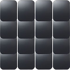 Replacement Metal Plates Set 16 Pack for Magnetic Car Mount. Kit of 16 Magnets for Back of Phone Case. Black Rectangular Iron Stickers Without Holes Discs. 3M Adhesive Backing Steel Sheets.