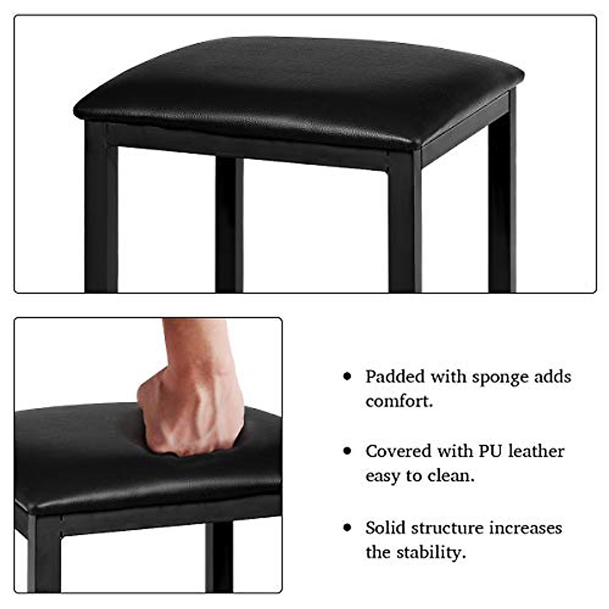 Giantex 3 Pcs Dining Table and Chairs Set with Faux Marble Tabletop 2 Chairs Contemporary Dining Table Set for Home or Hotel Dining Room, Kitchen or Bar (White & Black)