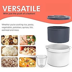 Zwippy Microwave Rice Cooker Steamer and Pasta Cooker with Strainer - Mess-Free Design, Dishwasher Safe, Cooks Up to 8 Cups