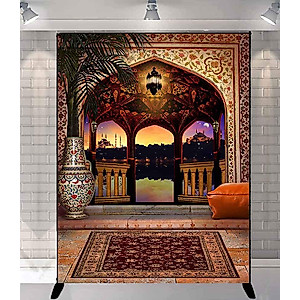 Palace of Morocco Backdrop for Moroccan Party Middle Eastern Style Interior Palace Architecture Art Design Background for Kids Children Baby Shower Birthday Party Decor MEETSIOY 5x7ft LSMT1421