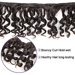 Molefi Brazilian Funmi Hair Loose Wave 4 Bundles Spiral Curl Hair Bundles Short Curly Weave 9A Unprocessed Brazilian Human Hair Extensions 50g/pc Full Head Natural Color (8 8 8 8 Inch)