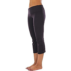 ToBeInStyle Women's Cropped Yoga Sweatpants Bermuda Capris w/Fold Over Waistband - Small - Brown