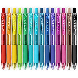 ARTEZA Colored Gel Pens, Pack of 14, Unique Vibrant Colors, Fine 0.7 mm Tip, Retractable, Art Supplies for Journaling, Drawing, Doodling, and Notetaking