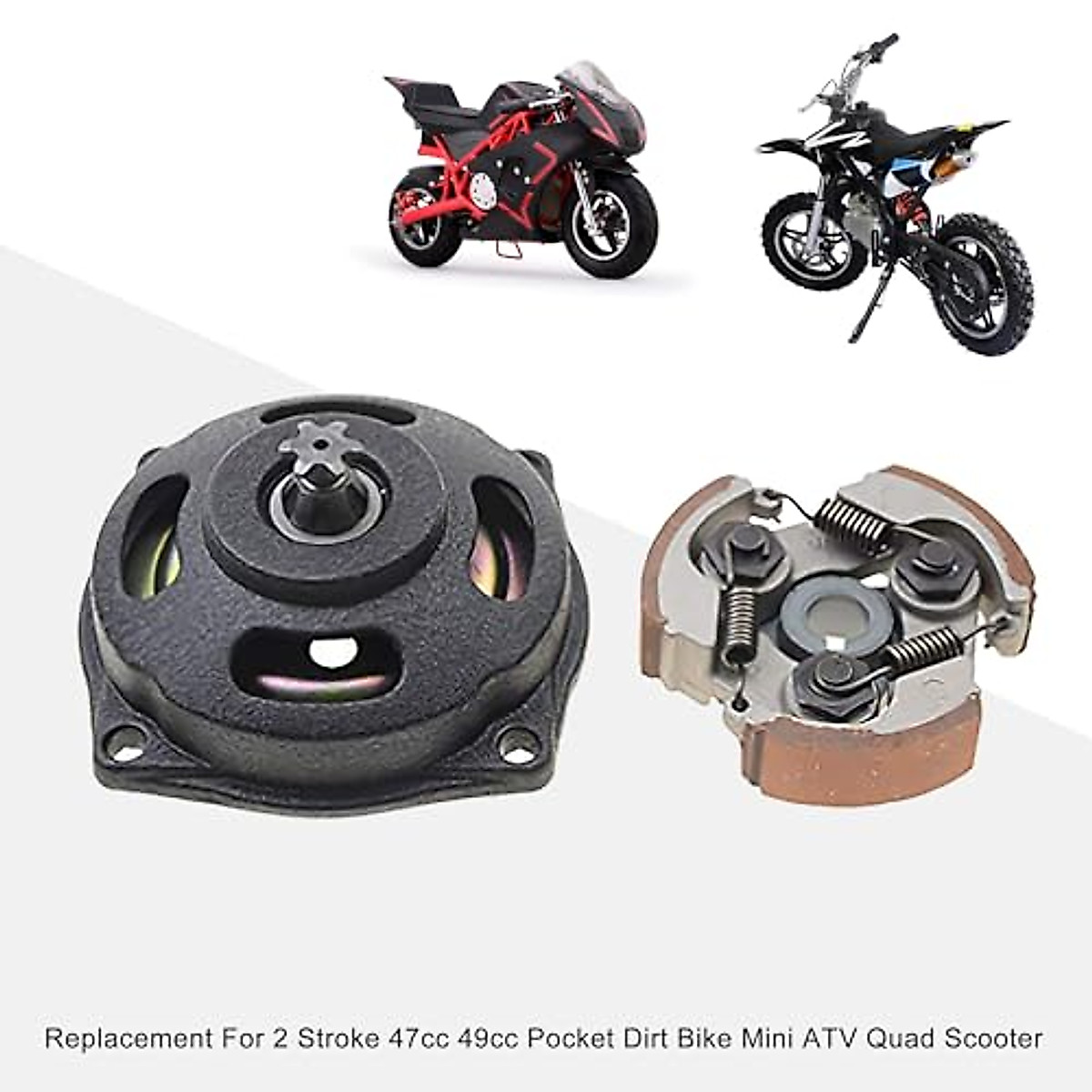 GOOFIT Small 25H 6 Tooth Drum Gear Box Drum Clutch Pad kit with Groove for 2 Stroke 47cc 49cc Engine Mini Dirt Kids Pocket Bike Dirt Bike ATV