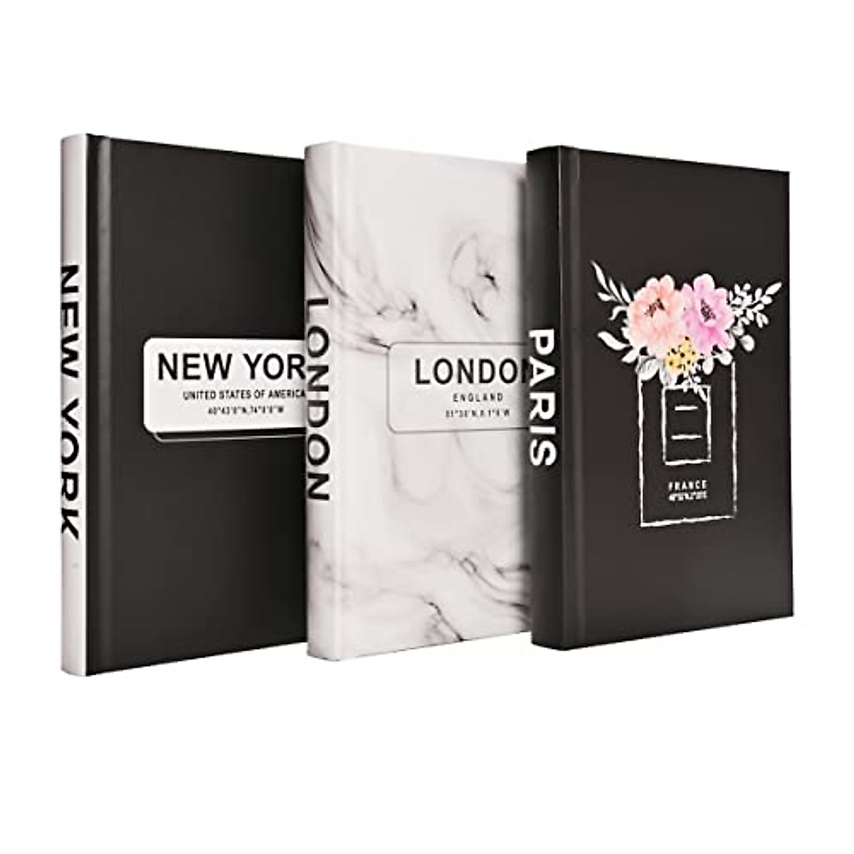 Fashion Decorative Books for Home Decor, 3pcs Hardcover Modern Decorative Book Stack, Farmhouse Stacked Books, Display Books for Coffee Tables/Shelves (New York/Paris/London)