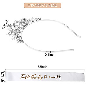 CIEHER 30th Birthday Headband + 30th Birthday Sash Talk Thirty to Me, 30th Birthday Decorations for Women 30th Birthday Crown 30th Birthday Gifts for Her Happy 30th Birthday Party Supplies