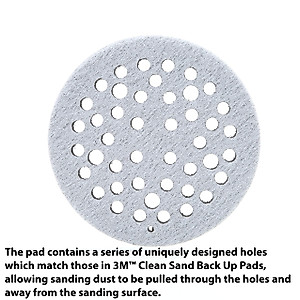 3M Clean Sanding Soft Interface Disc Pad, 44 Holes - Disc Backup Pad for Vacuum Sander - Hook and Loop Attachment - 5" x .5" - 28321