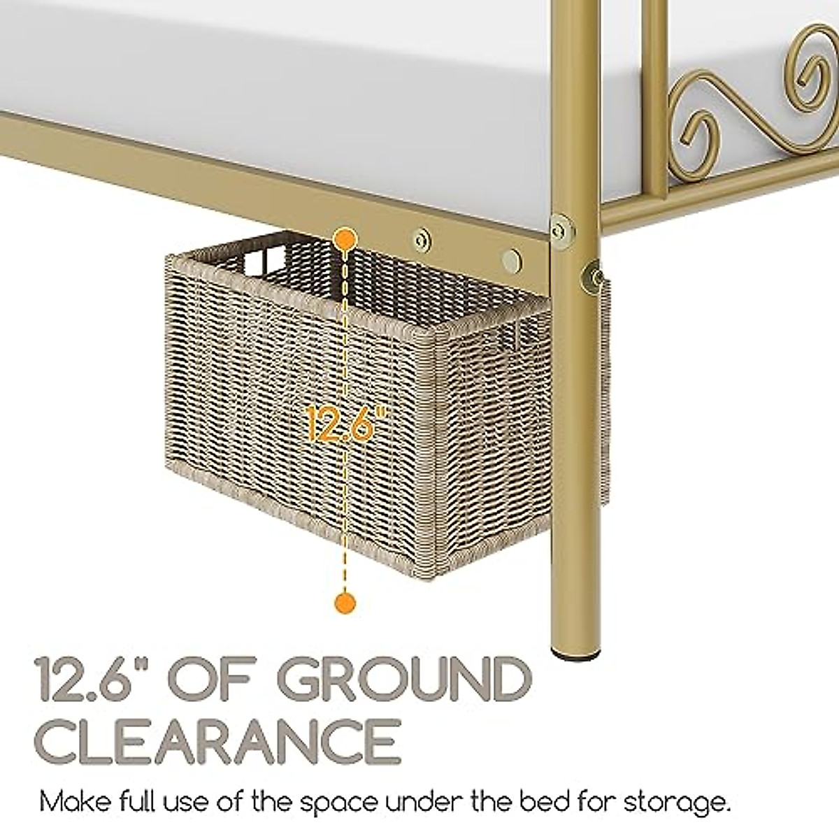 Yaheetech Twin Bed Frames Metal Platform Bed with Headboard and Footboard No Box Spring Needed Easy Assembly,Ground Clearance: 12.6''/Antique Gold/Twin Bed