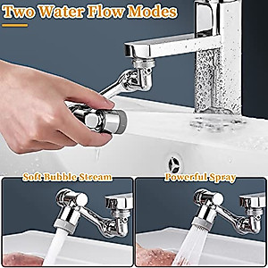 Faucet Extender, 1080° Rotating Faucet Extender Aerator, Splash Filter Faucet Aerator, Kitchen Tap Extend, Large-Angle Swivel Faucet Aerator Sink Face Wash Attachment with 2 water outlet modes