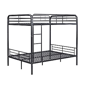Movdevy Heavy Duty Full Over Full Bunk Beds, Metal Bunk Beds Full Over Full for Kids Adults, Industrial Style Full Over Full Size Bunk Bed with Ladder, Can Be Converted To 2 Beds, No Box Spring Needed