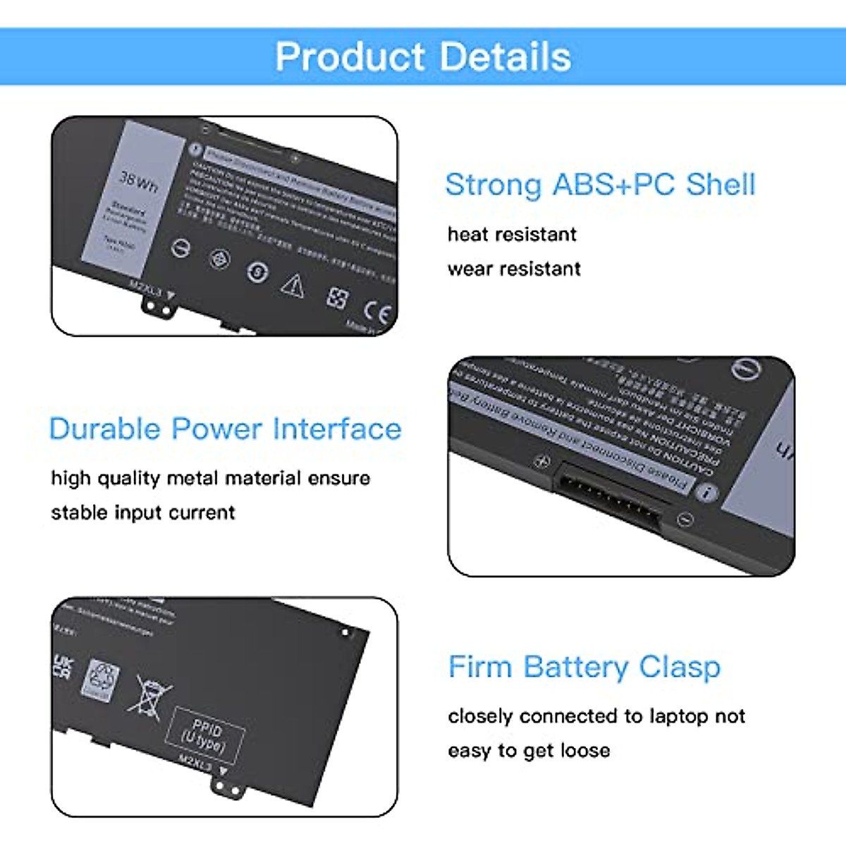 F62G0 Battery 11.4V 38Wh 39DY5 F62GO Laptop Replacement for Dell Inspiron 13 7000 7373 7370 7386 2-in-1 7380 5370 P83G P83G001 P91G P91G001 P87G P83G002 P87G001 Vostro 5370 0RPJC3 039DY5 RPJC3 0F62G0