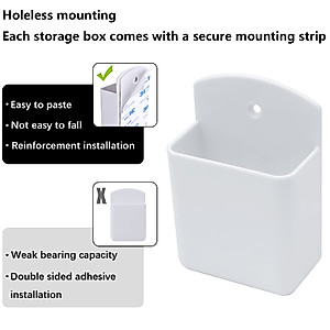 AOAOYING Remote Holders Remote Control Holder Wall Mount Media Storage Box for Home Headboard Office Playroom Bedroom Parlor Self Adhesive Atorage Box (White 4 Pack)