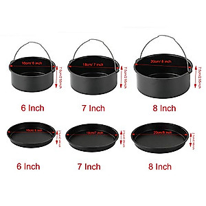 Cake Cans, Pizza Pan, 2pcs/set Steel Round Air Fryer Accessories Steel Baking Cake Barrel for Gourmia Cosori Phillips Gowise For Gourmia for Home Kitchen Resturant