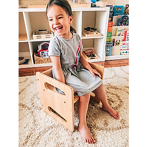 Montessori Weaning Table and Chair (12 inch) - Solid Wooden Toddler Chair/Table - Cube Chair for Toddlers - Hardwood - Kids Montessori Furniture
