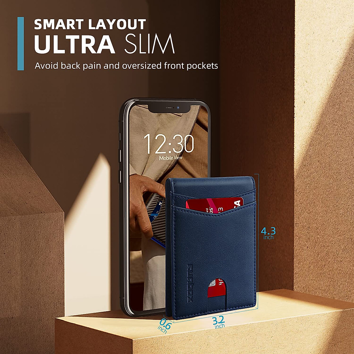 RUNBOX Men's Wallets Slim Rfid Leather 2 ID Window With Gift Box