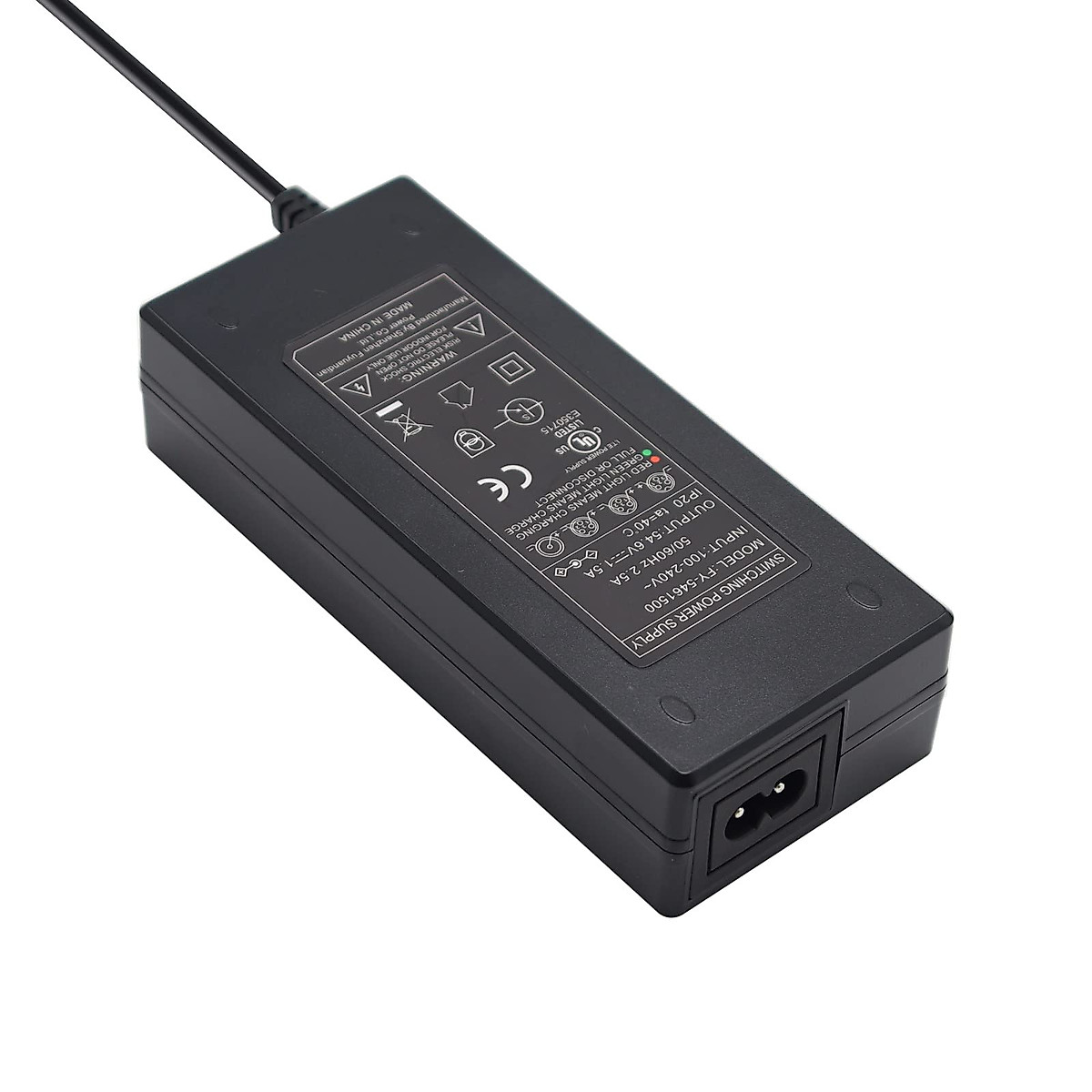 54.6V 1.5A Charger Power Supply Adapter for 13S 48V Lithium Li-ion Battery Pack 5.5 * 2.1mm Round Plug with 5.5 * 2.5mm Tip