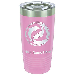 LaserGram 20oz Vacuum Insulated Tumbler Mug, Dolphin Yin Yang, Personalized Engraving Included (Light Purple)