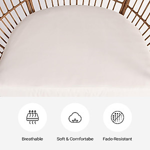 OTSUN Wicker Egg Chair, Oversized Egg Basket Chair for Living Room, Backyard, Outdoor Indoor Lounger with 4 Cushions, 440lb Capacity, Steel Frame, Ivory