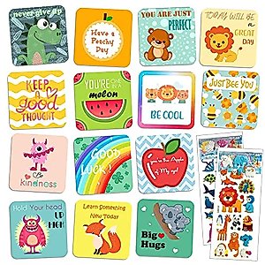 100 (50 Designs) Lunch Box Notes for Kids, Writable Children School Lunch Box Notes for Girls & Boys , Lunch Notes for Kids , Lunch Box Notes for Kids with 2 Complimentary Sticker Sheets