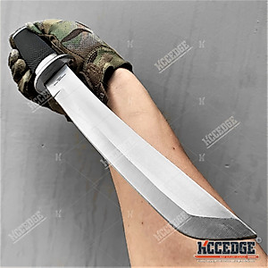 KCCEDGE BEST CUTLERY SOURCE Tactical Knife, 12.5in Full Tang 3cr13 Stainless Steel Blade, Modern Samurai Tanto Knife for Camping, Hiking, Fishing, Hunting