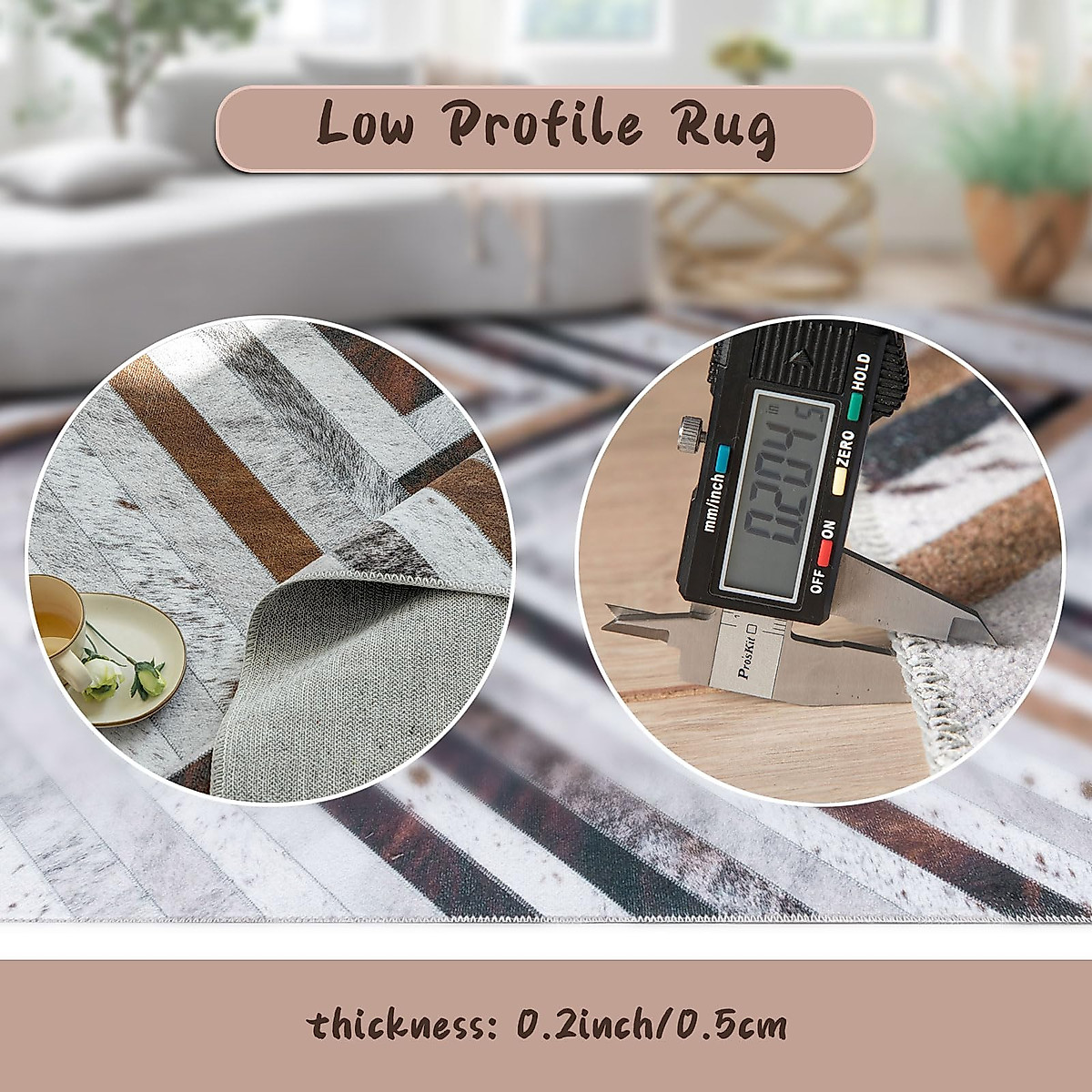 DECOMALL Coronado 9x12 Area Rugs, Modern Geometric Faux Cowhide Patchwork Rug, Non Slip Carpet for Living Room Bedroom, 9x12ft Multi