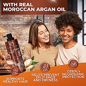 Moroccan Argan Oil Conditioner - Sulfate Free, Anti Frizz Hydrating Thickening Care for Women and Men - Deep Moisturizing Treatment for Color Treated, Curly, Frizzy, Damaged and Dry Hair