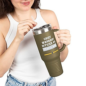 Chief Warrant Officer 4's Travel Mug: Insulated Stainless Steel Tumbler with Handle and Straw, Military Gift (40oz)