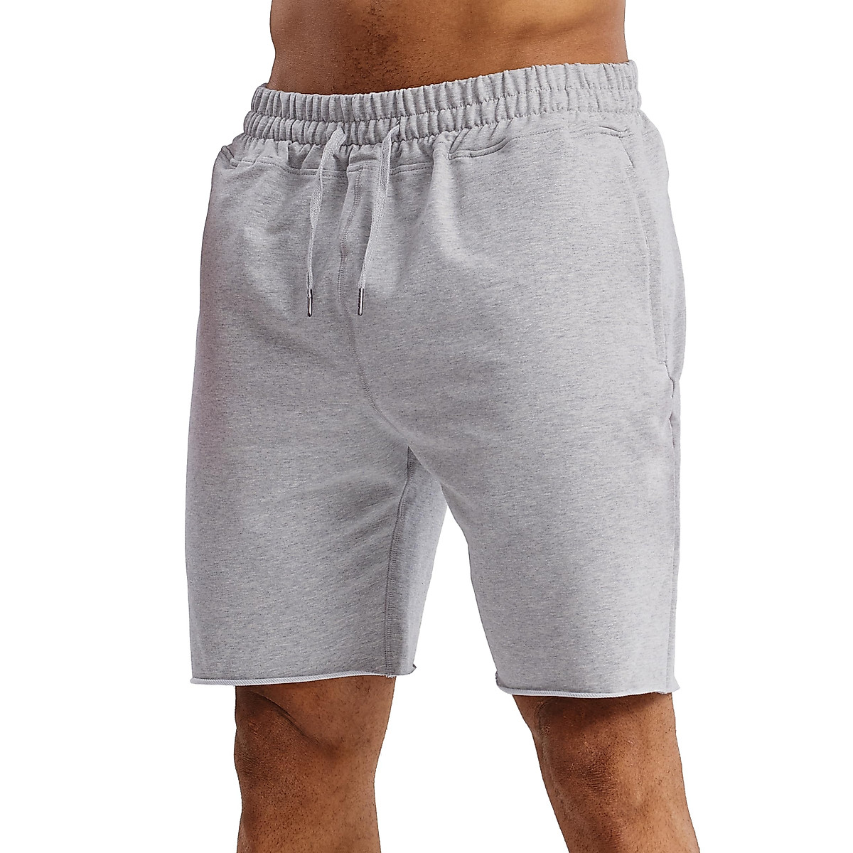 Ouber Men's 7'' Gym Workout Sweat Shorts Bodybuilding Running Training Jogging Shorts Grey,L