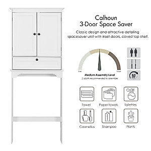 Spirich Over The Toilet Storage Cabinet, Bathroom Above Toilet Storage Cabinet with Doors and Adjustable Shelves, White
