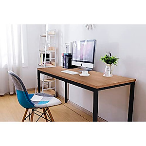 BIBOC 24X63 inches Computer Desk/Dining Table, Office Desk, Composite Wood Board Sturdy Writing Workstation for Home Office Walnut and Black Legs