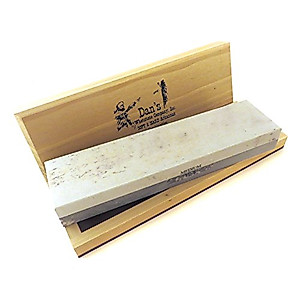 Genuine Arkansas Combination Soft (Medium) and Hard (Fine) Knife Sharpening Bench Stone Whetstone 8" x 2" x 1" in Wood Box MFC-8-C