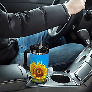 FRCSDIY Sunflower Insulated Tumbler with Handle and Straw Lid,30oz Leakproof Stainless Steel Cup BPA-Free Water Bottle