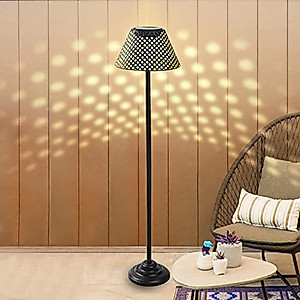 Newinhome Metal Solar Lamp Outdoor Patio,Waterproof Solar Floor Lights, Big Decorative Lantern for Deck Lawn Yard Garden Pool Pathway（Black）