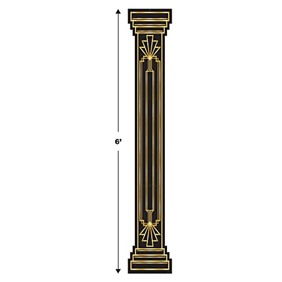 Beistle 4 Piece Roaring 20's Column Pull Down Cut Outs 1920's Theme Awards Night Party Decorations, 6', Black/Gold