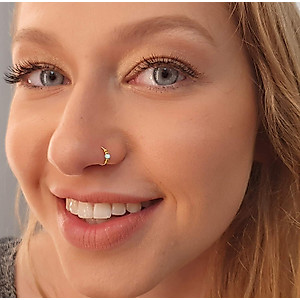 Opal nose ring - Thin 14k Gold Filled Tiny White Opal Nose piercing Hoop - 2 mm White Opal piercing Nose Hoop - 24 gauge very Thin Nose Hoop Tiny Piercings Nose Rings hoop - Delicate nose ring