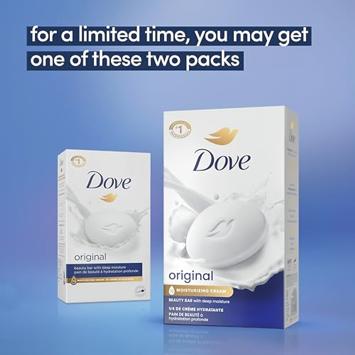 Dove Beauty Bar Soap Original 4 Count for Soft, Smooth Skin, with 1/4 Moisturizing Cream 3.75 oz