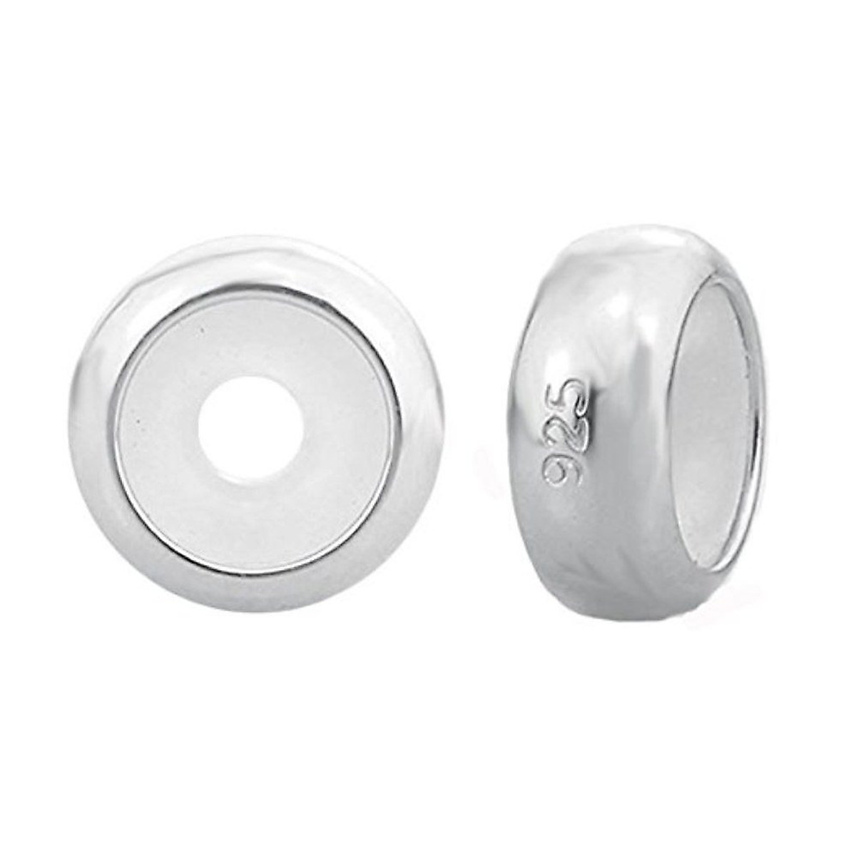 Adabele 4pcs Real 925 Sterling Silver Hypoallergenic Rubber Charm Holder Spacer Bead Stopper Compatible with Pandora All Other Charm Bracelet Necklace EC27-A3