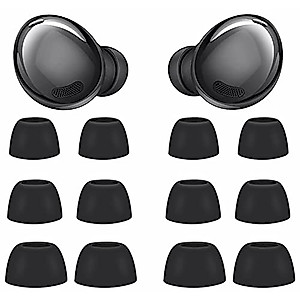 6 Pairs Replacement Galaxy Buds Pro Eartips Earbuds, S/M/L 3 Size Silicone Rubber Flexible Ear Tips Buds Wing Tips Fit in Case Compatible with Samsung Galaxy Buds Pro - Phantom Black