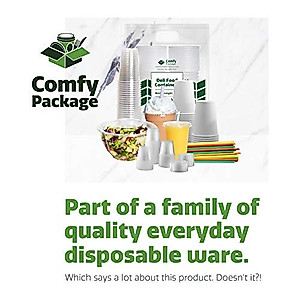 Comfy Package [50 Sets - 32 oz.] Clear Plastic Salad Bowls To Go With Airtight Lids