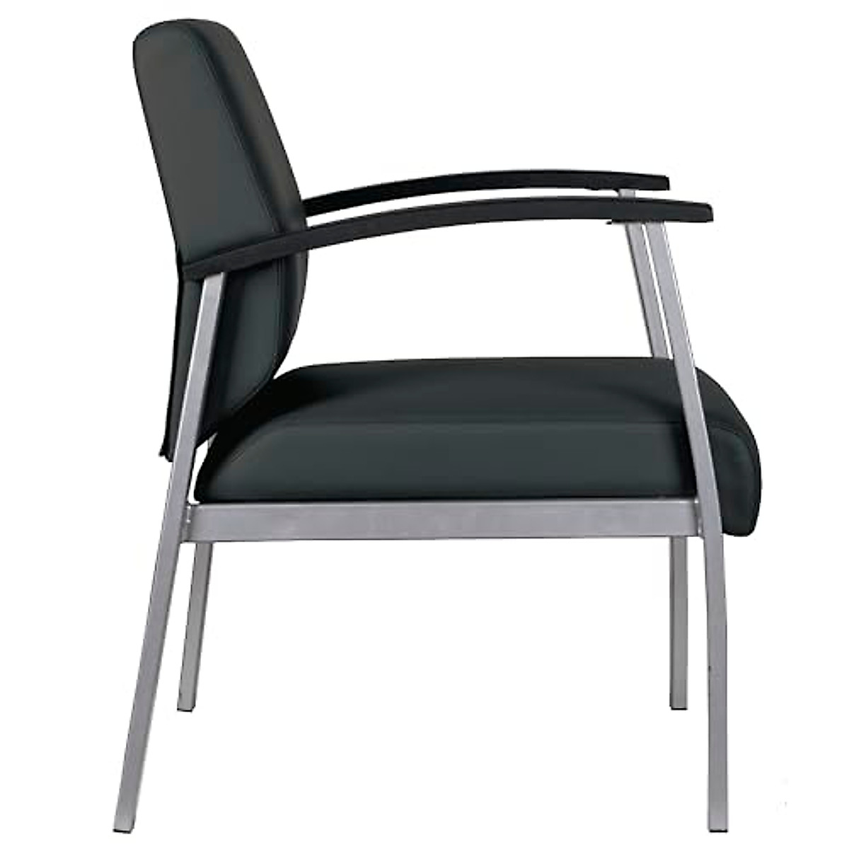 Alera metaLounge Series Mid-Back Guest Chair, 24.6" x 26.96" x 33.46", Black Seat, Black Back, Silver Base