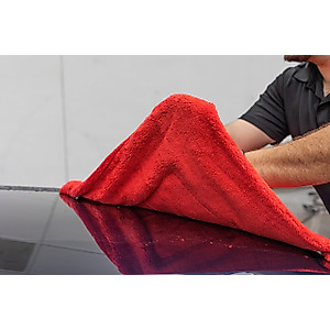 Maxshine 1000GSM Crazy Microfiber Drying Towel Series – Large Red 19.69 x 27.56 inches, Efficient Car Washing and Drying, Long Service Life